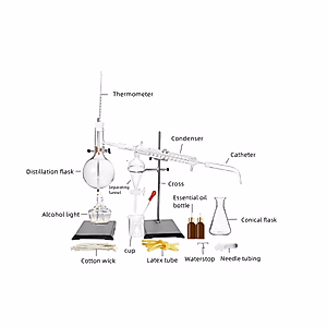 Home Distiller Distilling to Making Your Own Essential Oil, Moonshine, Alcohol Distiller Chemistry Lab Glassware Kit,Glass Distilling,Distillation Apparatus 22pcs Kit, 500 ML