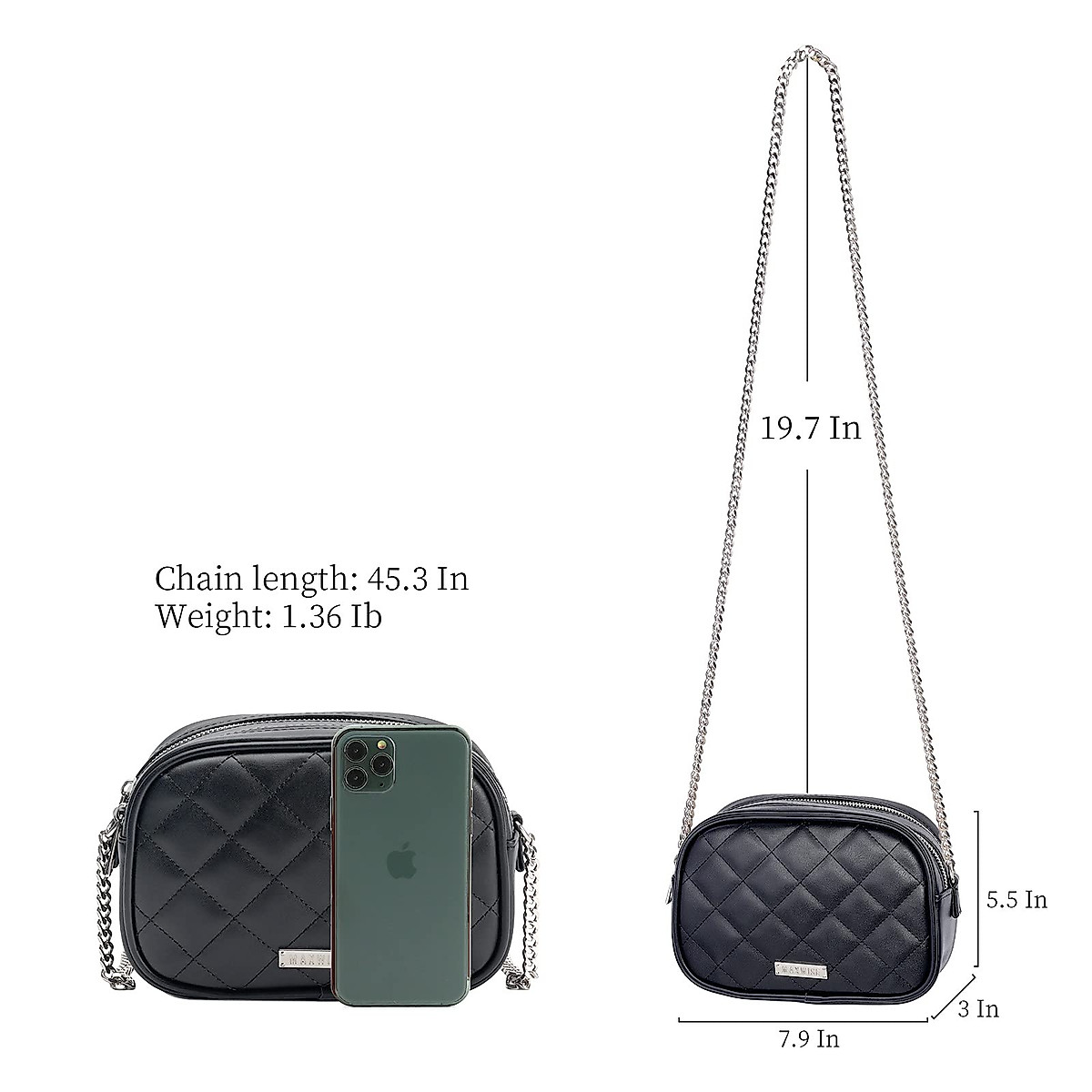 MAXWISE Quilted Crossbody Bags Crossbody Purse Small Crossbody Shoulder Bag with Chain Strap Side Purse for Women