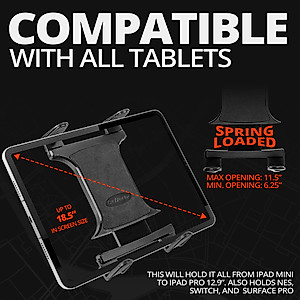 Industrial Metal Drill Base Tablet Mount - By TACKFORM [Enduro Series] - iPad Holder for wall or truck. ELD Mount | Compatible with iPad Mini, IPad Pro 12.9, Galaxy S, Surface Pro & Switch