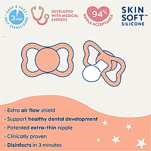 MAM Supreme Night Baby Pacifier, for Sensitive Skin, Patented Nipple, 16+ Months, Girl, 2 Count (Pack of 1)