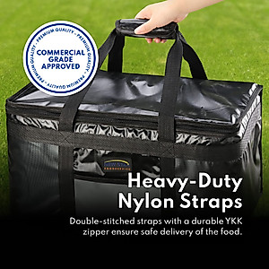 New Star Foodservice 1028690 Commercial Quality Insulated Food Delivery Bag Full-Size, 21.5" W x 11" H x 12.5" D, Black