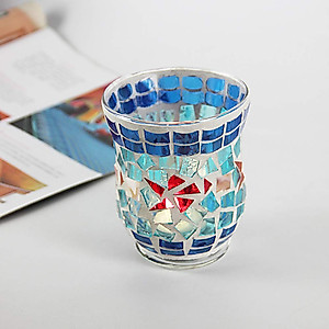 Blue Small Fish Mosaic Glass Tea Light Candle Holder Romantic Handmade Gifts Votive Candleholder Christmas Candlestick Holders Table Centerpieces Home Decor Wedding Party Table Decorations