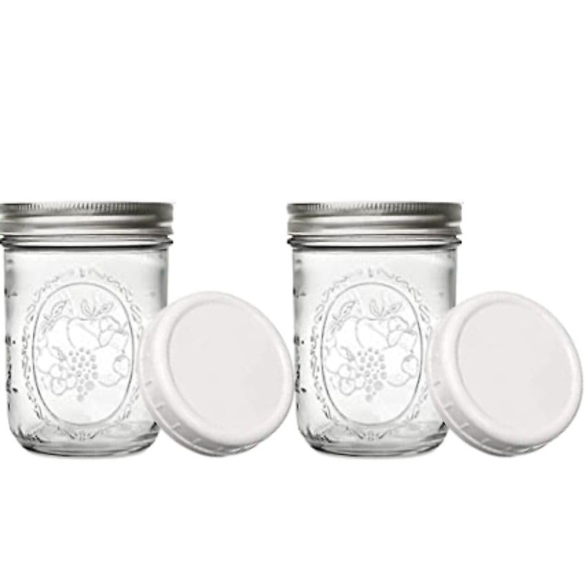 JARMING COLLECTIONS Mason Jars 16 oz with Plastic Lids (BPA Free) Pint Mason Jars Wide Mouth (set of 2)