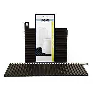 RSVP International Silicone Dual Use Sink Mat/Hot Pad, 12x7", Black