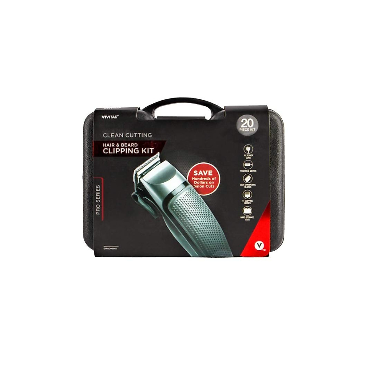 Vivitar Hair and Beard Clipping Kit, Clippers for Hair Cutting with 11 Attachment Guards for Moustache Head Beard, Mens Grooming Set for Haircutting Trimming Detailing