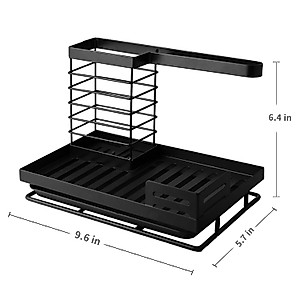 Amlanpin Kitchen Sink Caddy Organizer, Rustproof Non-Slip Soap Dish Dispenser Brush, Sponge Holder for Kitchen Sink, Kitchen Organization and Storage, Home Essentials Accessories