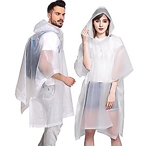 GABOX 𝟐 𝐏𝐚𝐜𝐤 𝐑𝐞𝐮𝐬𝐚𝐛𝐥𝐞 𝐄𝐕𝐀 𝐑𝐚𝐢𝐧 𝐏𝐨𝐧𝐜𝐡𝐨, Rain Coat Hood Camping Blanket Waterproof Raincoat for Adults Women Men Travel Hiking, White Color