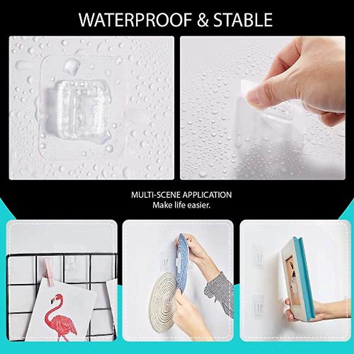 wjq&linyuzi 10pcs Double-Sided Adhesive Kitchen Wall Hook Hanger Strong Transparent Wall Storage Sucker for Kitchen Bathroom Hooks, Clear