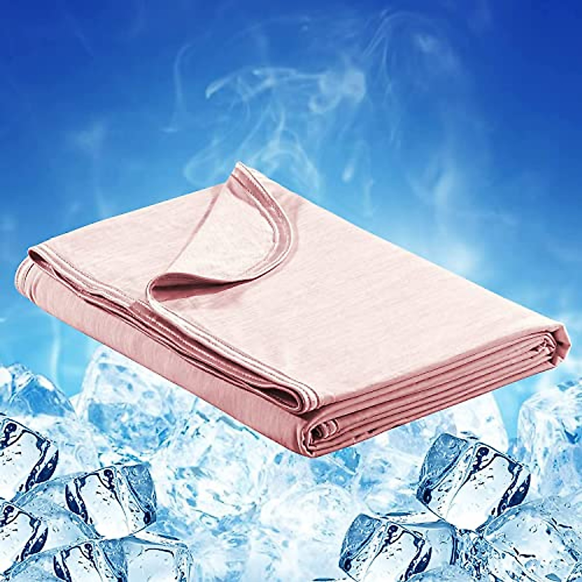 Cooling Blanket Keep Cool in Hot Summer, 51 X 67in Twin or Baby Size Blanket for Adults, Children, Babies Japanese Q-Max 0.4 Technology Arc-Chill Cooling Fiber, Breathable Comfortable All-Season-Pink
