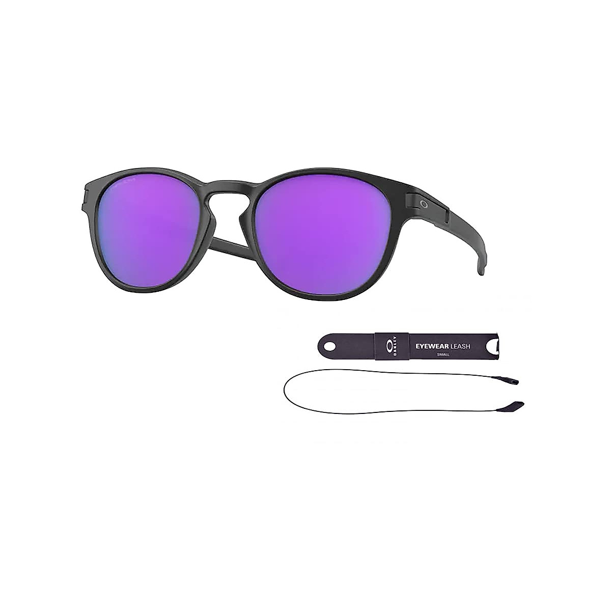 Oakley OO9265 Latch 926555 53MM Matte Black/Prizm Violet Oval Sunglasses for Men + BUNDLE Accessory Leash Kit + BUNDLE with Designer iWear Eyewear Kit