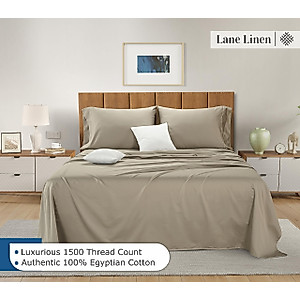 LANE LINEN 100% Egyptian Cotton Full Size Bed Sheets Set - 1500 Thread Count, 4 Pieces Set - Premium Sateen Weave Cotton Full Bed Sheets Set - 15" Deep Pocket Full Size Sheets Set - Linen