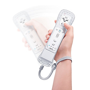 yueton 2pcs Black and White Replacement Extended Silicone Protective Skin Case Cover for Nintendo Wii Motion Plus Remote Controller