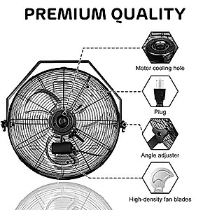 Simple Deluxe 20 Inch High Velocity 3 Speed, Black Wall-Mount Fan, 2-Pack HIFANXWALLMOUNT20X2