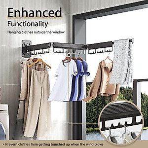 CZGHYR Clothes Drying Rack Wall Mounted,Folding and Collapsible Indoor Laundry Hanger Dryer Rack,Clothes Drying Rack Suitable for Balcony, Laundry, Bathroom, Patio, Apartment, Dormitory (Gray)