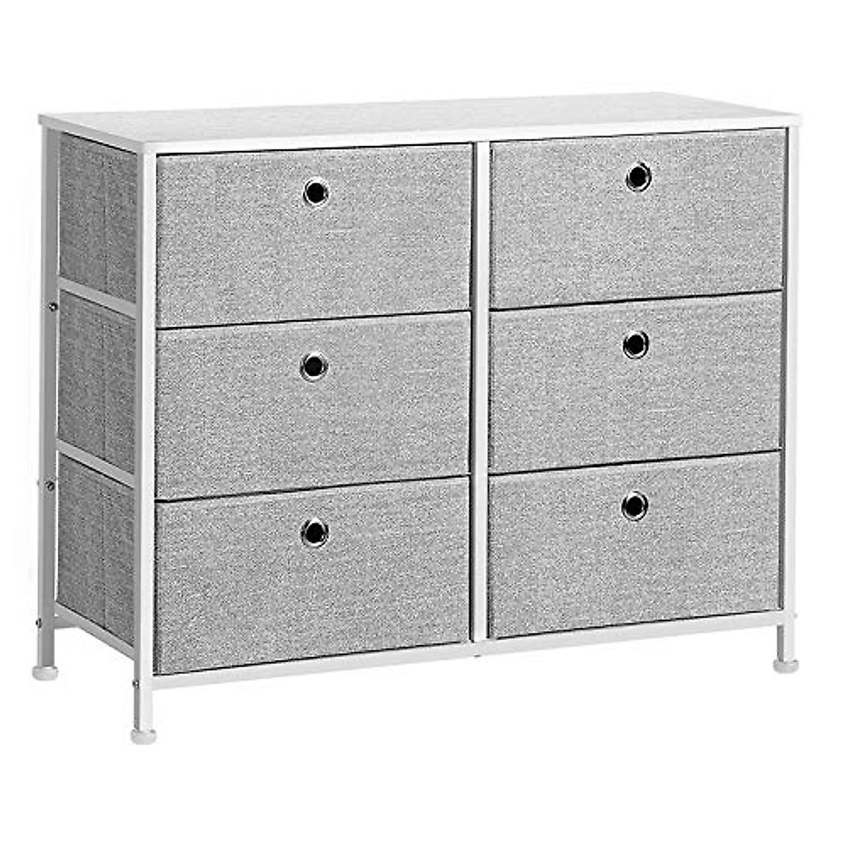 SONGMICS 3-Tier Closet Drawer, 31.5 x 11.8 x 24.8 Inches, Light Gray and White ULTS23W & 4-Tier Dresser Units Storage Cabinet with 4 Easy Pull Fabric Drawers, 17.7", Light Gray