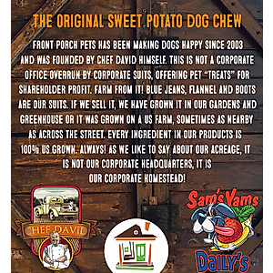 Sam's Yams Sweet Potato Dog Chewz, All Natural Made in USA Sweet Potato Dog Treats - Dried and Chewy - Perfect for Small, Medium, and Large Dogs - Healthy Dog Supplement Treats, 5 oz Single Pack