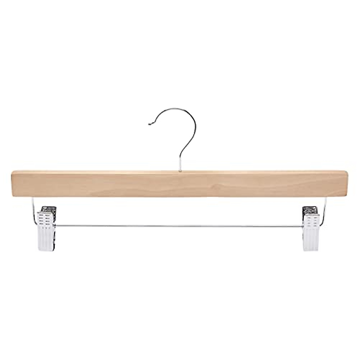 Amazon Basics Wooden Hangers with Clips - Natural, 10-Pack