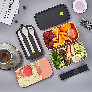 Retro Abstract Shades Adult Lunch Box, Bento Box, With Cutlery Set Of 3, 2 Compartments, Rectangular, Lunch Box For Adults