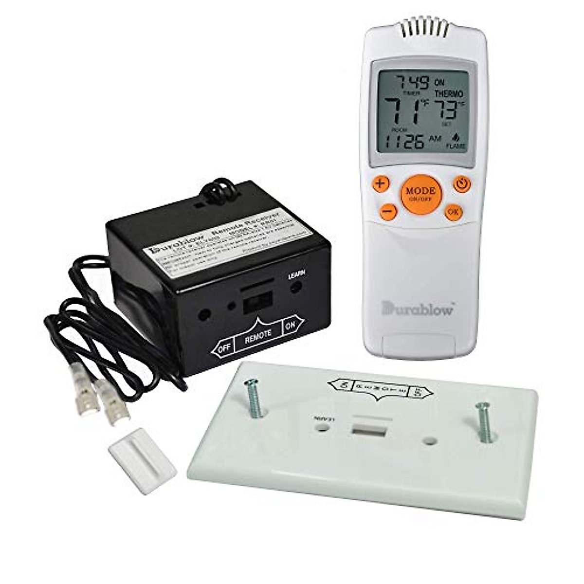 Durablow TR1003 On/Off Gas Fire Fireplace Remote Control Kit + Thermostat + Timer with LCD Screen for Millivolt Valve, IPI Module, Replaces Wall Switch | Thermostat, Wireless Thermostat Control Module
