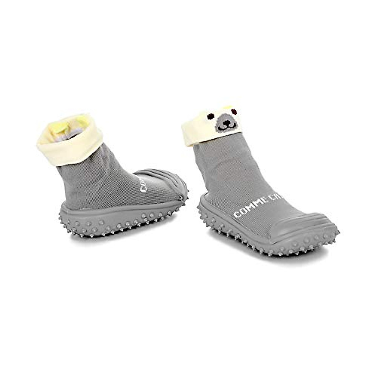 HOWELL Unisex Baby Socks Shoes Anti Slip Floor Socks with Soft Rubber Bottom Infant Newborn Cotton Sock Boots (Grey Bear,6-12 Months)
