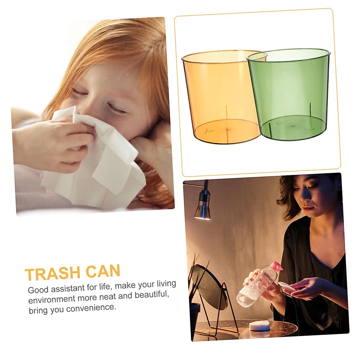 TOGEVAL 2pcs 2pcs（ ， 1pcs） 2 Wine Dump Bucket Litter Trash Can Transparent Trash Can Clear Rubbish Bin Kitchen Trash Container Large Trash Bin The Pet