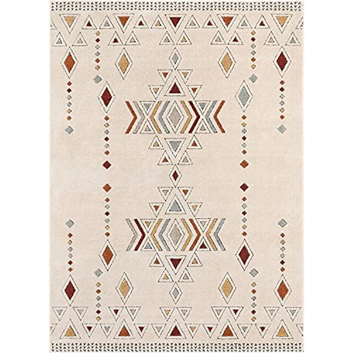 Well Woven Halley Beige Multicolor Tribal Diamond Pattern (5'3" x 7'3") Area Rug