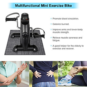 Uten Mini Exercise Bike, Under Desk Bike Pedal Exerciser, Under Desk Bike, Arm & Leg Peddler Machine with LCD Screen Displays, Portable Cycle (Cool Black)