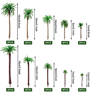 48 Pieces Plastic Model Tree Layout Rainforest Train Palm Tree Green Model Coconut Trees for Outdoor Home Garden Decoration