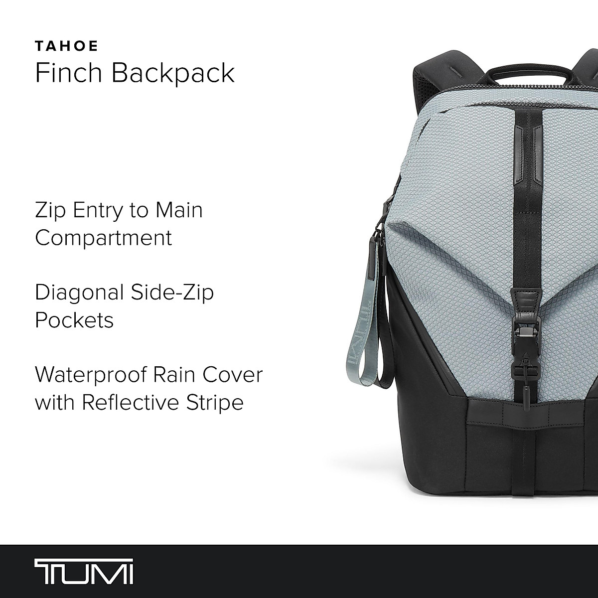 TUMI - Tahoe Finch Mens Laptop Backpack - Work and Travel - Padded Laptop Compartment Fits Up To A 15” PC or 16” MacBook - Nevado Grey