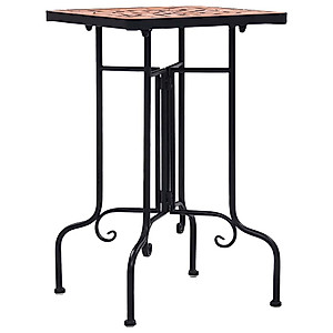 Plant Table with Curved Legs, Mosaic Square Side Table, End Table, Coffee Table for Balcony and Deck, Ceramic Tile, 13.8" x 13.8" x 22"