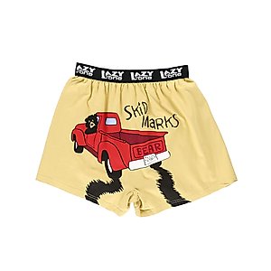 Lazy One Funny Animal Boxers, Novelty Boxer Shorts, Humorous Underwear, Gag Gifts for Men, Bear, Truck (Skid Marks, Large)