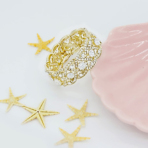 Oriamour Gold Prom Jewelry Wedding Jewelry Set Bridal Necklace Rhinestone Earrings Bracelets (Gold)