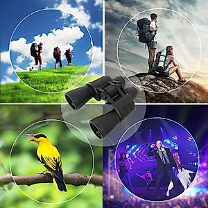 Binoculars 20x50,High Power Binoculars for Adults and Kids with Low Light Night Vision, Compact Waterproof Binoculars for Bird Watching Hunting Travel Football Stargazing BAK-4 Prism FMC Lens(Black)