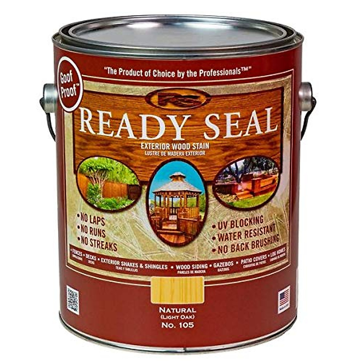 Ready Seal Stain & Sealer for Wood, Outdoor Deck and Fence, 1 Gallon, Multiple Colors Available – Easy to Apply, No Back Brushing Needed, and UV Protection (Light Oak #105)