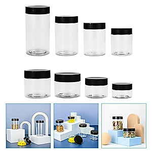 HERMJ 16 pcs Jar Cylinders Clear Cosmetics Ml Empty Face Pills for Mouth Jars Sample Eye Cream Storage Size Powder Bottles Transparent Tea Shadow Container Makeup Home Bottle Black
