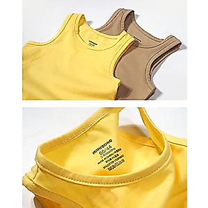 Teach Leanbh Baby Boys Girls 2 Pack Sleeveless Romper Jumpsuit Cotton Soild Color Footless Sleep and Play 3-24 Months (Green+Navy, 3-6 Months)