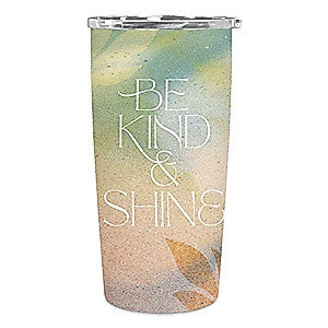 Studio Oh! Insulated Stainless-Steel Tumbler - Double-Walled 17-Ounce Travel Cup - Vacuum Seal Keeps Liquids Hot or Cold for Hours - Fits Standard Size Cup Holders - Be Kind & Shine