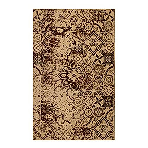 SUPERIOR Indoor Large Area Rug, Modern Geometric Design, Home Decor for Living Room, Kitchen, Bedroom, Entryway, Dining, Office, Dorm, Hardwood, Floor Throw, Rangoli Collection - 8ft x 10ft, Cream