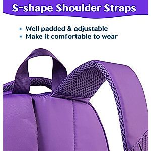 BLUEFAIRY Girls Kindergarten Backpack Set with Lunch Bag Bookbag Kids Preschool Elementary School Bags for Child Teens Lightweight Waterproof Nylon Sturdy Gifts Large Pocket 15 inch(Purple & Blue)