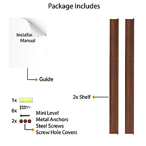 Wallniture Denver 48 Inch Long Floating Shelves for Wall, Narrow Picture Ledge Shelf Set of 2, Wall Shelves Walnut Color