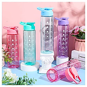 Rtteri 16 Pcs 24 oz Water Bottles Leakproof Water Bottle Clear Water Bottles for Summer Women Men Sports Travel Outdoor Gym Gift(Elegant Color)