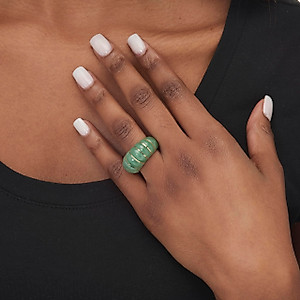 PalmBeach 10K Yellow Gold Genuine Green Jade Shrimp Style Ring Sizes 6-10 Size 9