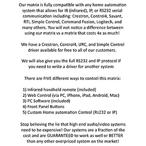 16x16 HDMI Matrix Switcher 18gbps 4K HDR Dolby Vision HDCP2.2 HDTV Routing Inputs Outputs SELECTOR SPDIF Audio CONTROL4 Savant Home Automation