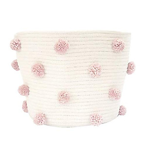 Camidy Cotton Rope Pom Storage Basket, Baby Photography Props Basket Toy Towel Blanket Storage Bin
