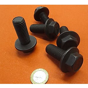 Class 10.9 Black Oxide Steel Flange Bolts M16 x 2 mm x 40 mm Long FT 5 pcs