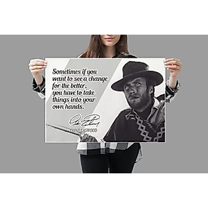 Clint Eastwood Motivational Quote Poster Inspirational Picture Posters Western Theater Memorabilia Signed Autographed Legends Gunsmoke Classic Authentic Actor Star Movies Wall Canvas Wall Art P102