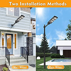 Wattake 300W Solar LED Street Light, 6000K 4000LM Outdoor Solar Powered Street Lights with Motion Sensor and Light Control for Parking Lot, Garage, Home, IP65 Waterproof, Wall or Pole Mount