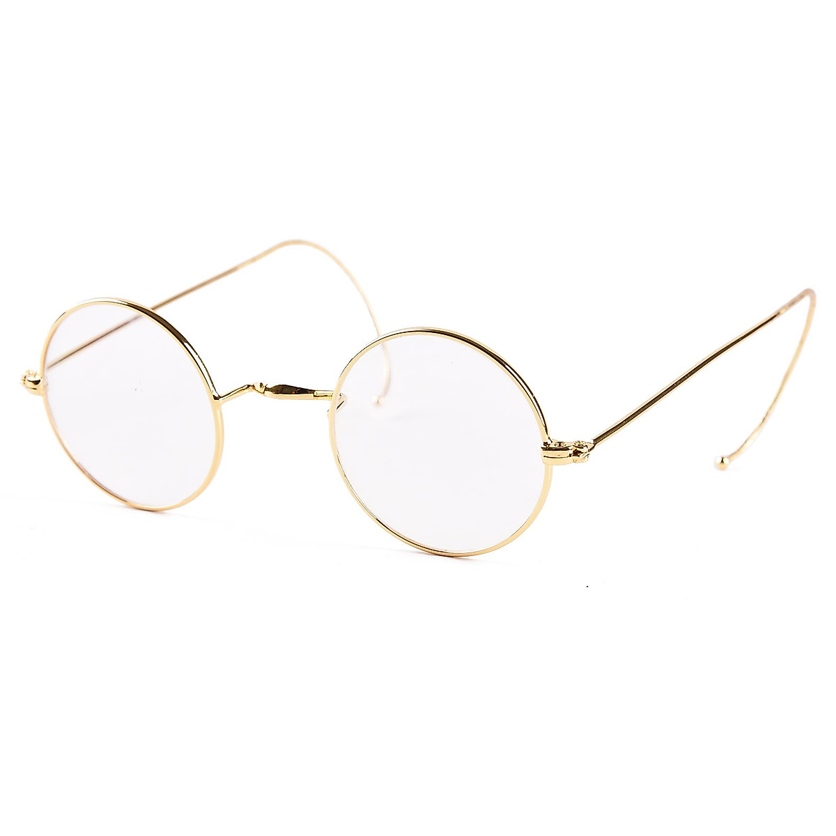Agstum Retro Small Round Optical Rare Wire Rim Eyeglasses Frame (Gold, 43)