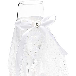 Bride and Groom Glass Champagne Flutes (Set of 2)