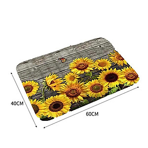 Scceatti Kitchen Rugs Non Slip Boho Bathroom Rugs Sunflower Shower Mat Bedroom Doormat Floor Soft Non-Slip Sunflower Mat Rug Carpets Shoulder for Bathroom Floor Bathroom Decor Door Mat 24x16In